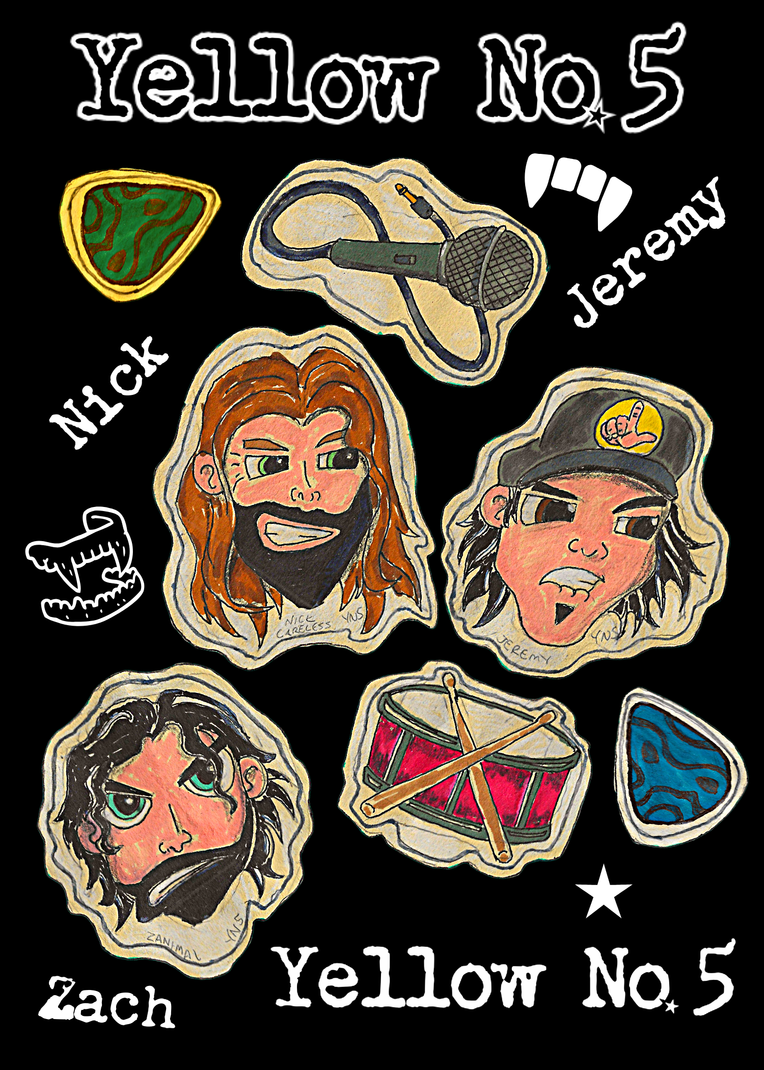 Yellow No. 5 | Sticker Sheets | All Weather Vinyl Stickers | Band Deca